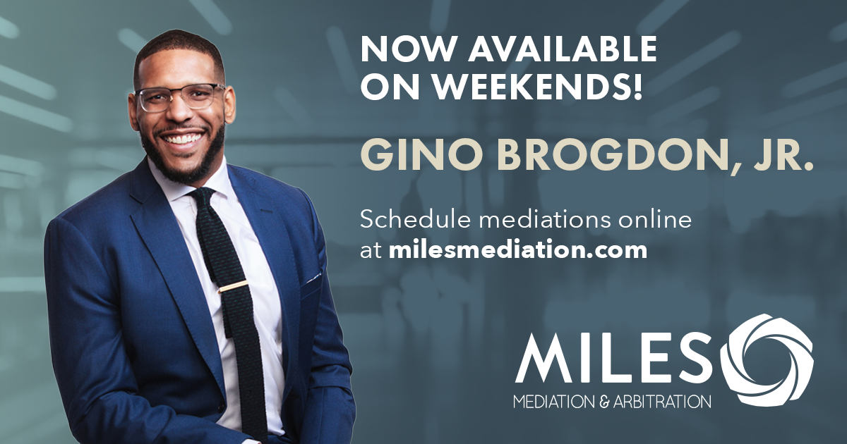 Mediator Gino Brogdon, Jr. Now Available on Weekends